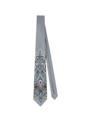 Etro Floral Paisley Print Neck Tie - Grey