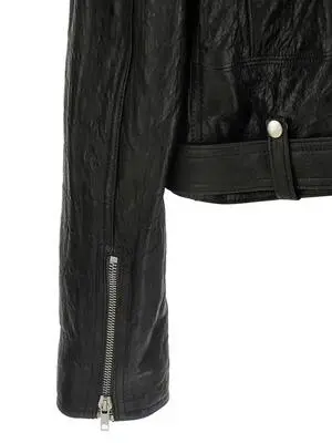 Rick Owens High-collar Leather Jacket