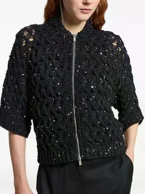 Peserico Sequin Embellished Zip-up Cardigan