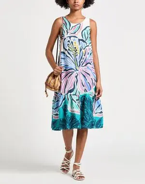 120% Lino Multicolor Linen Midi Dress