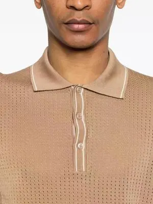 Tagliatore Perforated Short-sleeve Polo Shirt - Neutrals