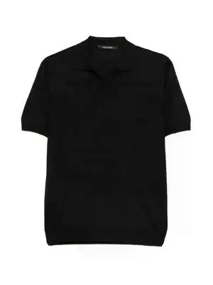 Tagliatore V-neck Short-sleeve Polo Shirt - Black