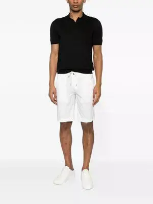Tagliatore V-neck Short-sleeve Polo Shirt - Black