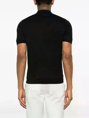 Tagliatore V-neck Short-sleeve Polo Shirt - Black