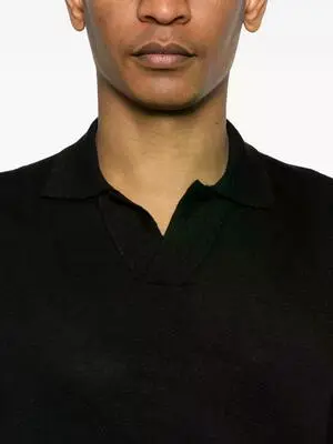 Tagliatore V-neck Short-sleeve Polo Shirt - Black