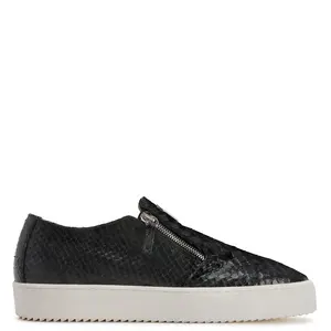 GIUSEPPE ZANOTTI Reptile-print Leather Slip-ons - Black