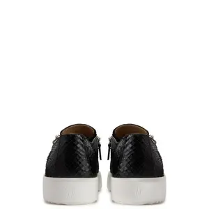 GIUSEPPE ZANOTTI Reptile-print Leather Slip-ons - Black