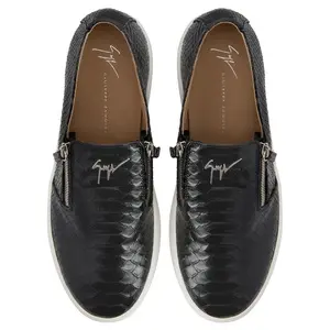 GIUSEPPE ZANOTTI Reptile-print Leather Slip-ons - Black