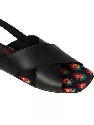 Etro Low Leather Sandals With Crossover Detail - Black