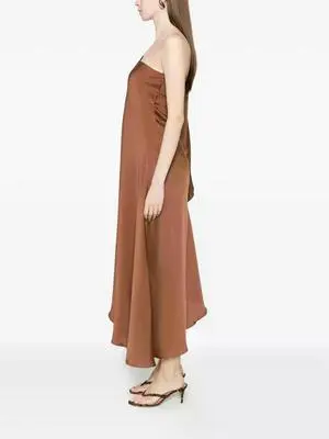 NOUVELLE SILK95FIVE Asymmetric One-shoulder Dress - Brown
