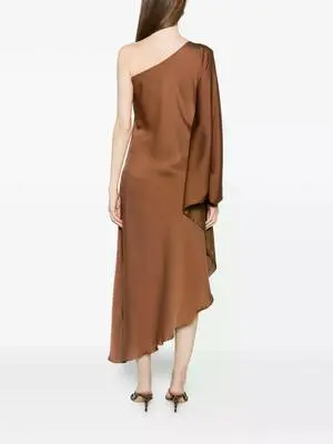 NOUVELLE SILK95FIVE Asymmetric One-shoulder Dress - Brown