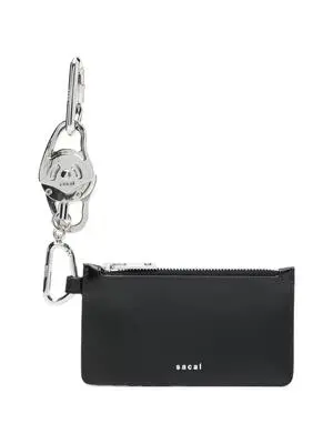 Sacai Zip-top Leather Cardholder - Black