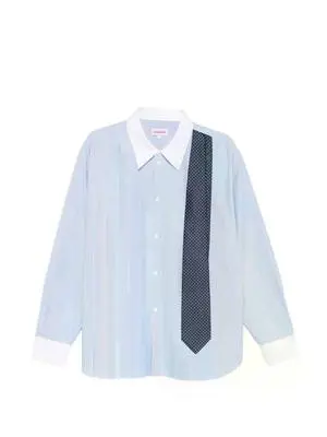 CHARLES JEFFREY Striped Tie Shirt - Blue