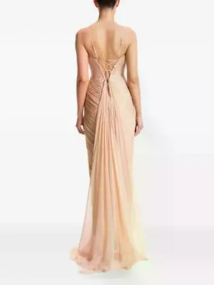 MARIA LUCIA HOHAN Cecilia Heart Neckline Draped Dress - Neutrals