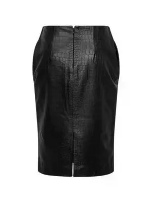 Alex Perry Crocodile-embossed Leather Midi Skirt
