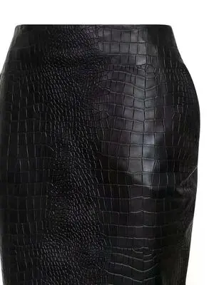 Alex Perry Crocodile-embossed Leather Midi Skirt