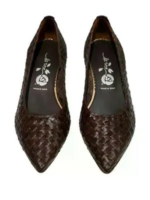 LA ROSE 50mm Carol Woven Pumps - Brown