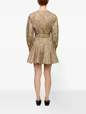GANNI Belted Button-front Mini Dress With V-neck And Lapels