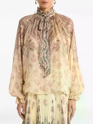 Etro Silk Blouse With Scarf And Placed Print