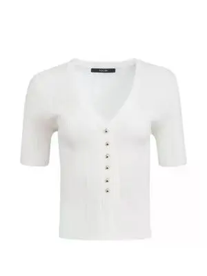 TOCCIN Charity Button-down V-neck Short-sleeve Top