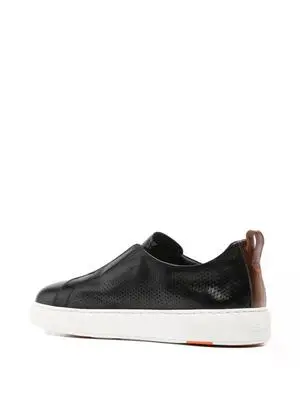 Santoni Perforated Slip-on Sneakers - Black