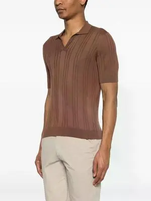 Tagliatore Ribbed V-neck T-shirt - Brown