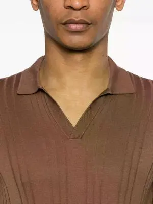 Tagliatore Ribbed V-neck T-shirt - Brown