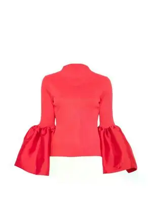 Ribbed Cuff Mock Neck Tops