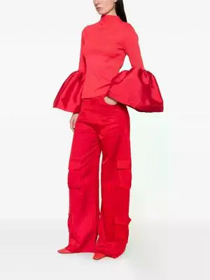 MARQUES' ALMEIDA Ribbed Knit Top With Flared Cuffs - Red