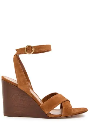 GIANVITO ROSSI Ines 90 Suede Sandals - Brown