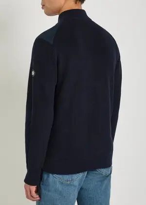 BOSS Quilted Knit Cotton And Shell Jacket - Navy
