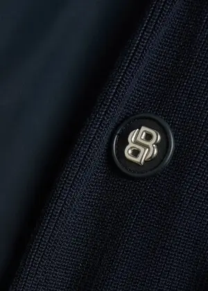 BOSS Quilted Knit Cotton And Shell Jacket - Navy