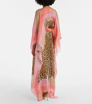 Roberto Cavalli Printed Belted Silk Kaftan