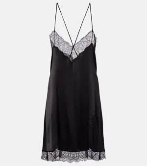 Dolce & Gabbana Silk And Cotton-blend Satin Slip Dress - Black