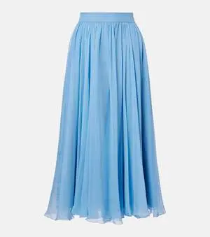 Dolce & Gabbana Silk Chiffon Midi Skirt - Blue
