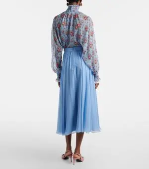 Dolce & Gabbana Silk Chiffon Midi Skirt - Blue