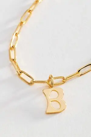 Anthropologie By Anthropologie Initial Pendant Paperclip Chain Necklace B