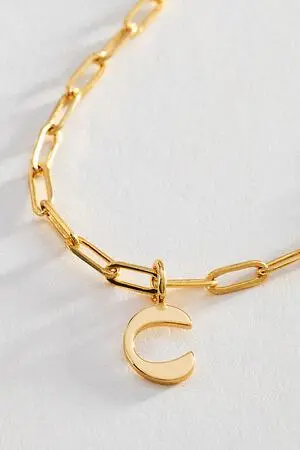 Anthropologie By Anthropologie Initial Pendant Paperclip Chain Necklace C
