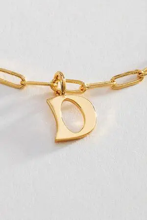 Anthropologie Initial Pendant Paperclip Chain Necklace - D