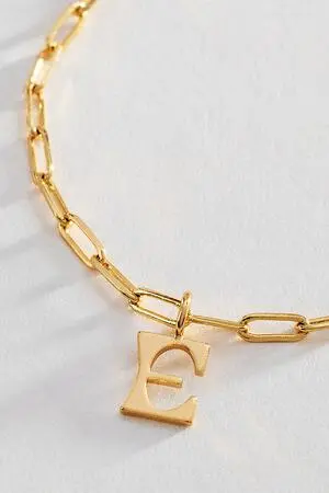Anthropologie Initial Pendant Paperclip Chain Necklace - E