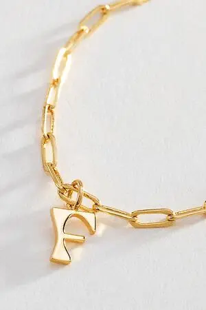 Anthropologie Initial Pendant Paperclip Chain Necklace - F