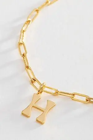 Anthropologie By Anthropologie Initial Pendant Paperclip Chain Necklace H