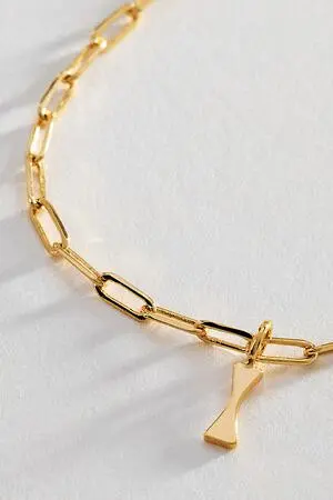 Anthropologie Initial Pendant Paperclip Chain Necklace - I