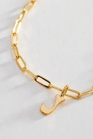 Anthropologie By Anthropologie Initial Pendant Paperclip Chain Necklace J