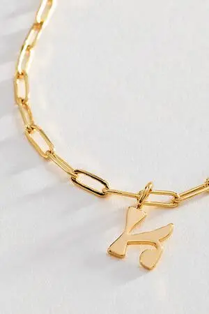 Anthropologie By Anthropologie Initial Pendant Paperclip Chain Necklace K