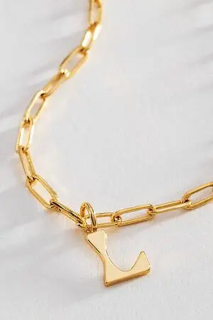 Anthropologie Initial Pendant Paperclip Chain Necklace - L