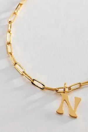Anthropologie By Anthropologie Initial Pendant Paperclip Chain Necklace N