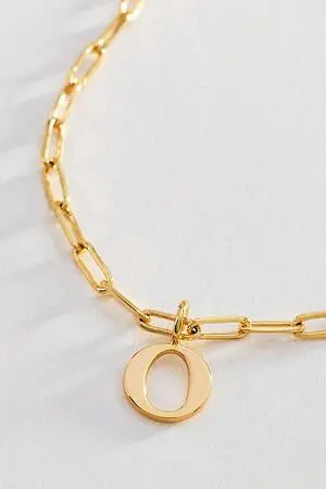 Anthropologie Initial Pendant Paperclip Chain Necklace - O