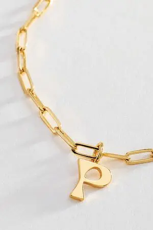 Anthropologie By Anthropologie Initial Pendant Paperclip Chain Necklace P