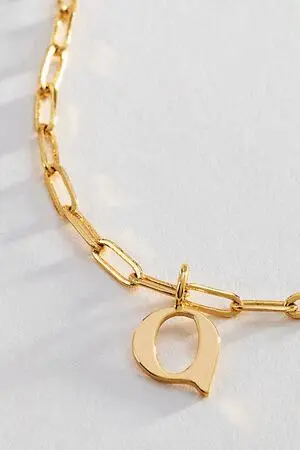 Anthropologie Initial Pendant Paperclip Chain Necklace - Q